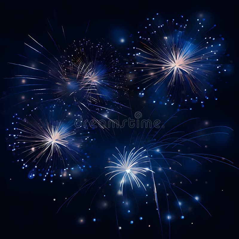 Blue Fireworks, Explosion in the Night Sky. New Year S Fun and ...