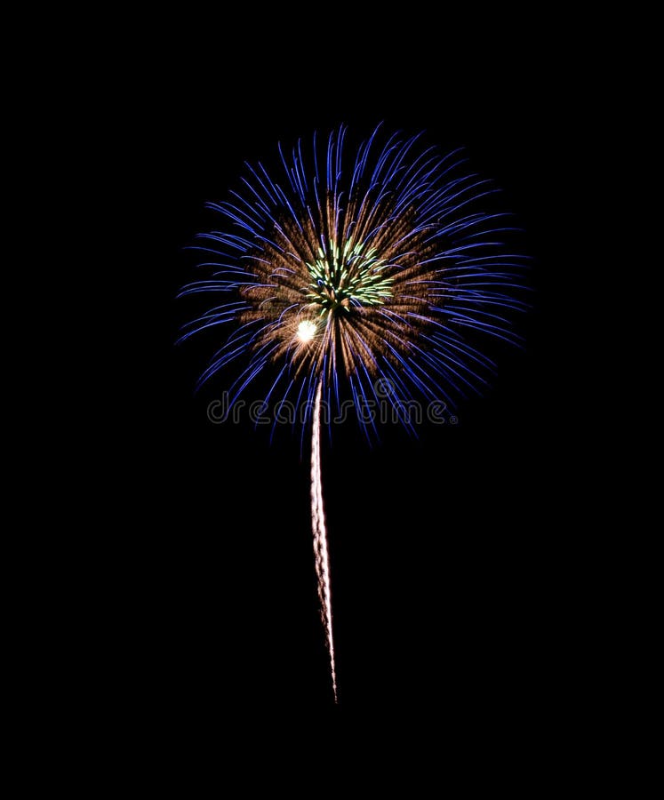 Blue Fireworks Isolated on Black Background Stock Photo - Image of ...