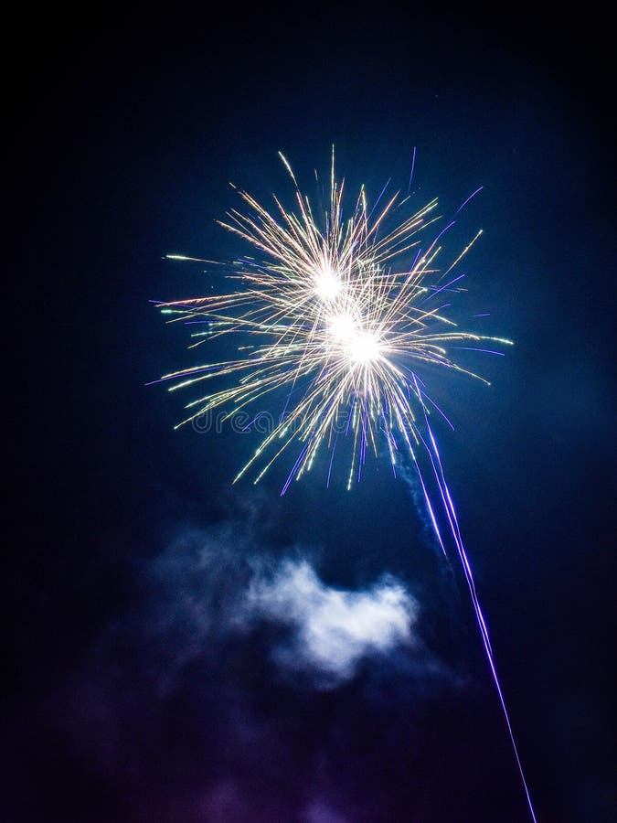 Blue Fireworks in the Night Sky Stock Image - Image of firework ...