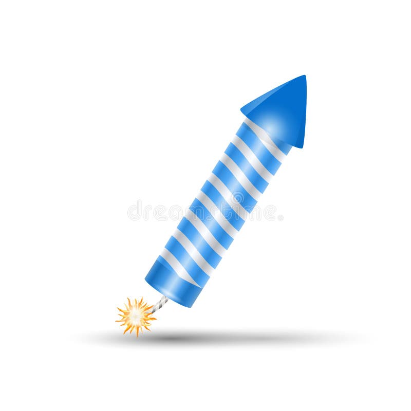 Blue Fireworks Rocket, Petard Stock Vector - Illustration of birthday ...