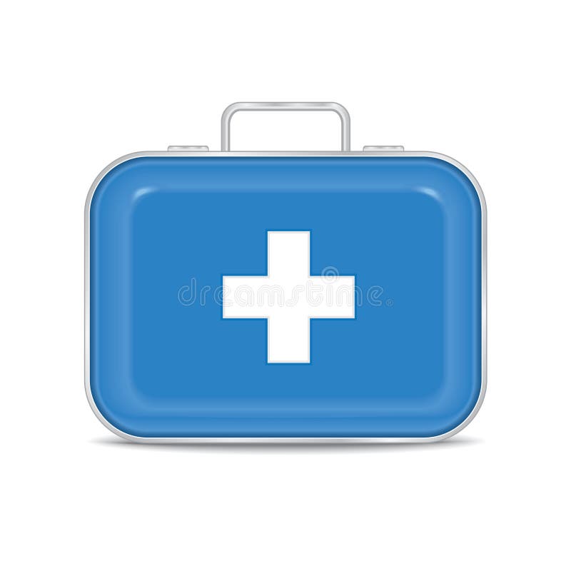 Blue first aid kit case stock vector. Illustration of doctor - 154467136