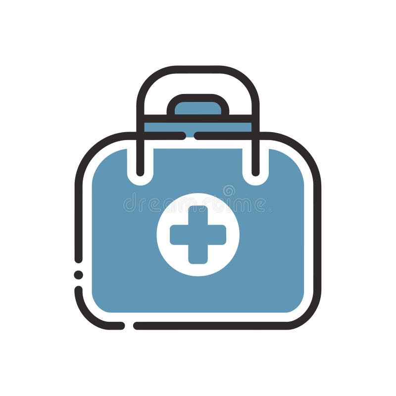 A Blue First Aid Kit Icon Features a White Cross in the Center Stock ...
