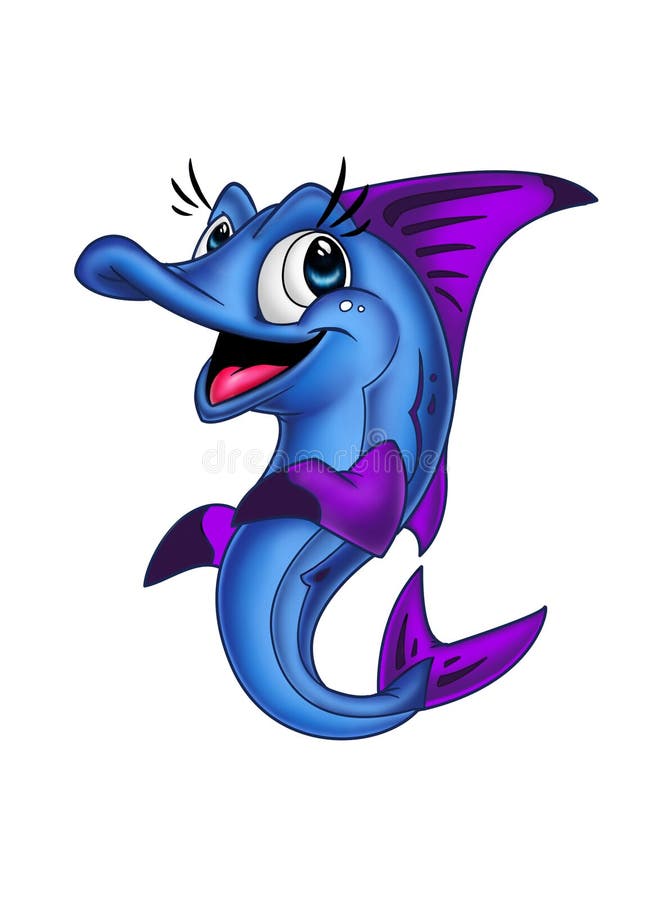 Blue fish, cartoon stock illustration. Illustration of beautiful - 28157785