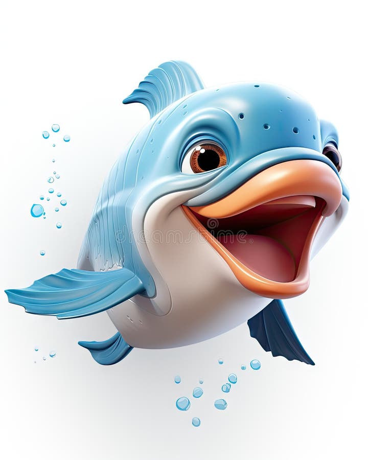 A Blue Fish with a Big Smile on Its Face and Mouth. Generative Ai Stock ...