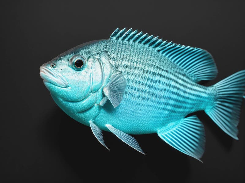 A Blue Fish with a Black Background Stock Photo - Image of nature ...