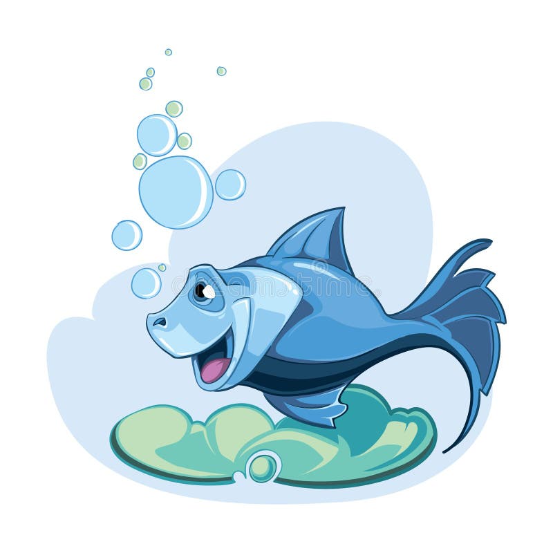 Blue fish stock vector. Illustration of fish, curious - 53864854