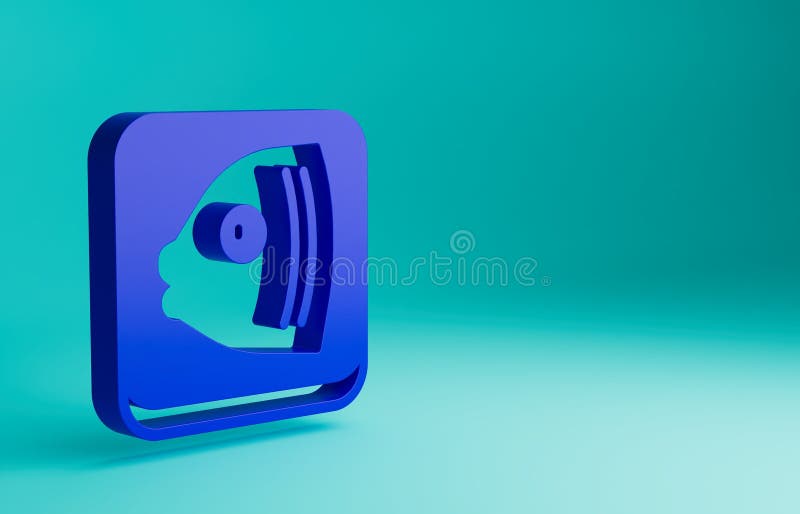 Blue Fish Head Icon Isolated on Blue Background. Minimalism Concept ...