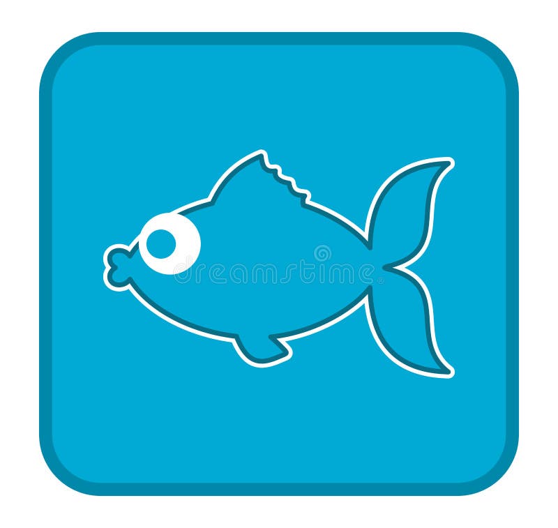 A Blue Fish Icon in the Form of a Button Stock Vector - Illustration of ...