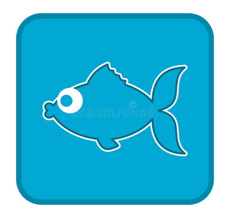A Blue Fish Icon in the Form of a Button Stock Vector - Illustration of ...