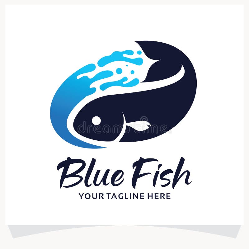 Blue Fish Logo Design Template Inspiration Stock Vector - Illustration ...