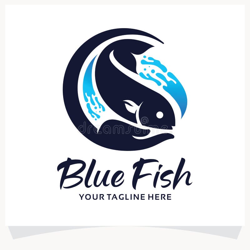 Blue Fish Logo Design Template Inspiration Stock Vector - Illustration ...