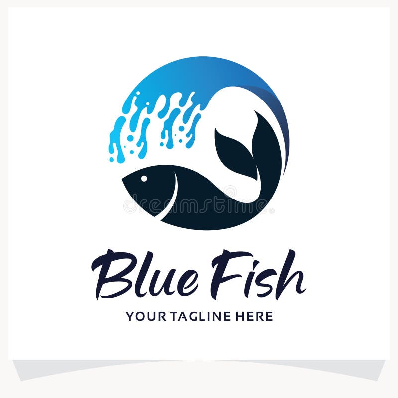 Blue Fish Logo Design Template Inspiration Stock Vector - Illustration ...