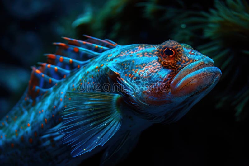 A Blue Fish with Orange Spots Stock Illustration - Illustration of ...