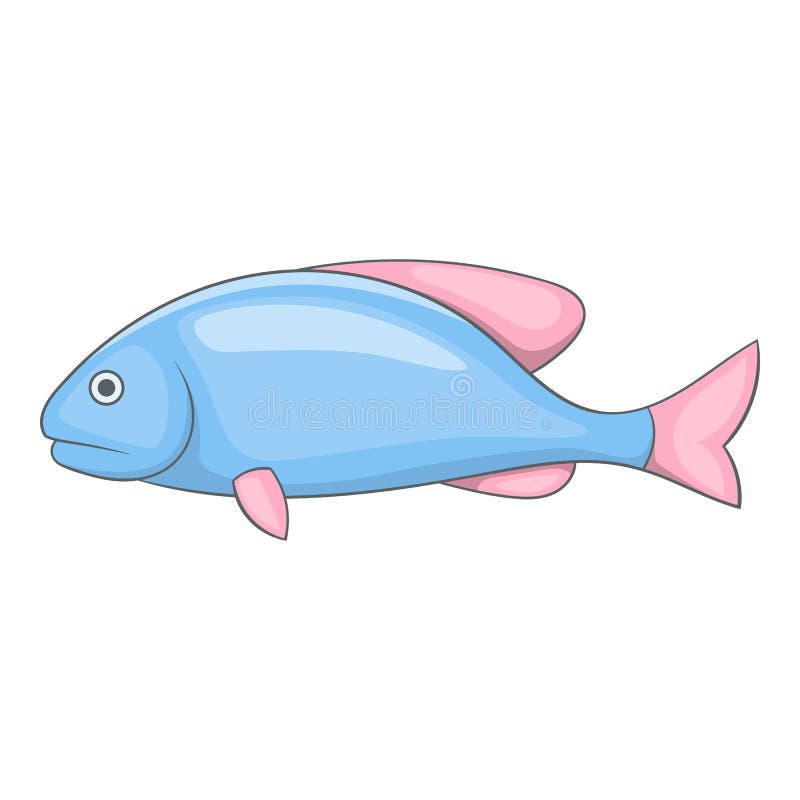 Blue Fish with Pink Fins Icon, Cartoon Style Stock Vector ...