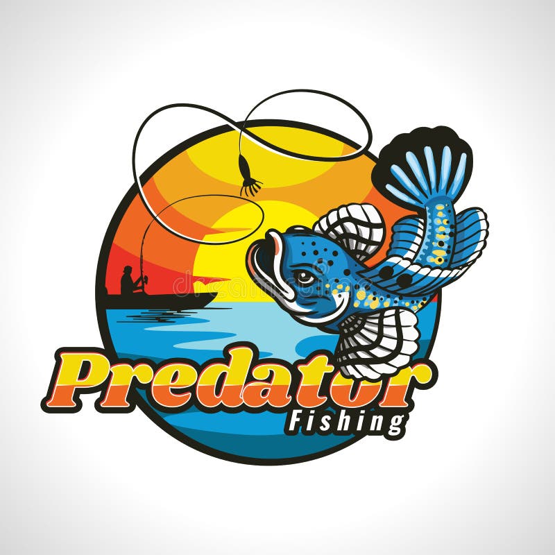 A Blue Fish Predator Fishing Logo Stock Illustration - Illustration of ...