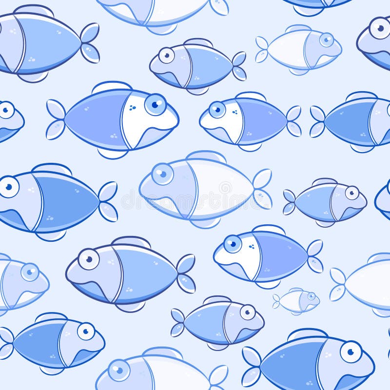 Seamless Vintage Fish Pattern (vector) Stock Vector - Illustration of ...