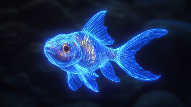 Blue Fish that Shine Brightly while Swimming in Dark Water Serve As a ...