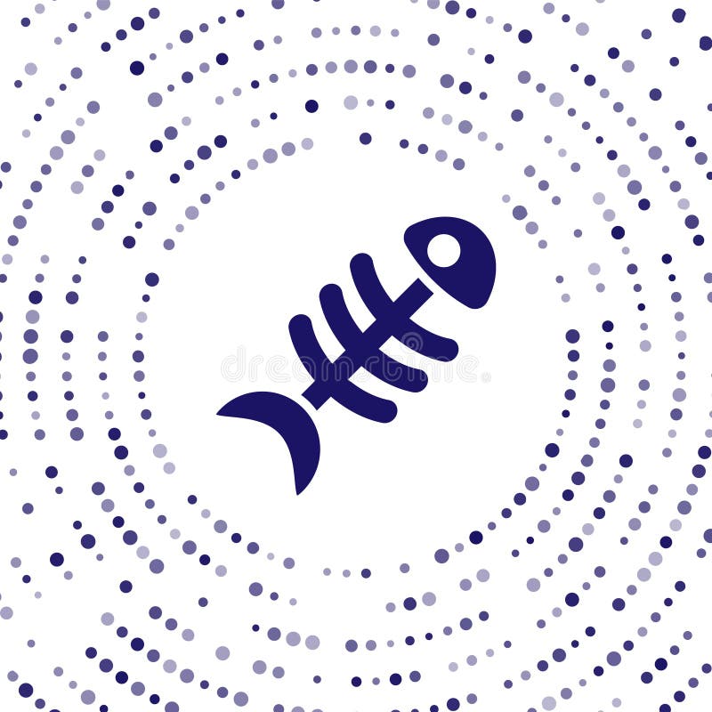 Blue Fish Skeleton Icon Isolated on White Background. Fish Bone Sign ...