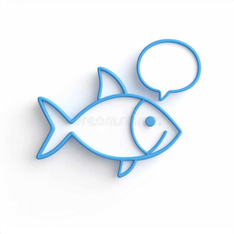Blue Fish with Speech Bubble 3D Icon Illustration Stock Illustration ...