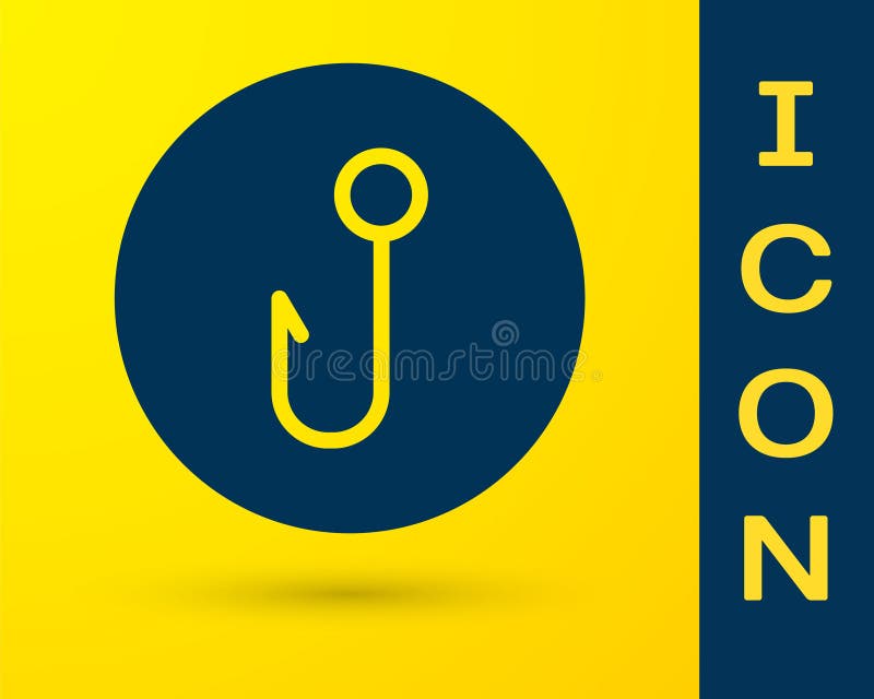 Blue Fishing Hook Icon Isolated on Yellow Background. Fishing Tackle ...