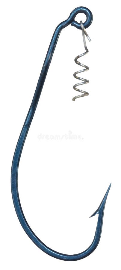 Blue Fishing Hook with Wire Spring for Mounting a Rubber Worm Stock ...