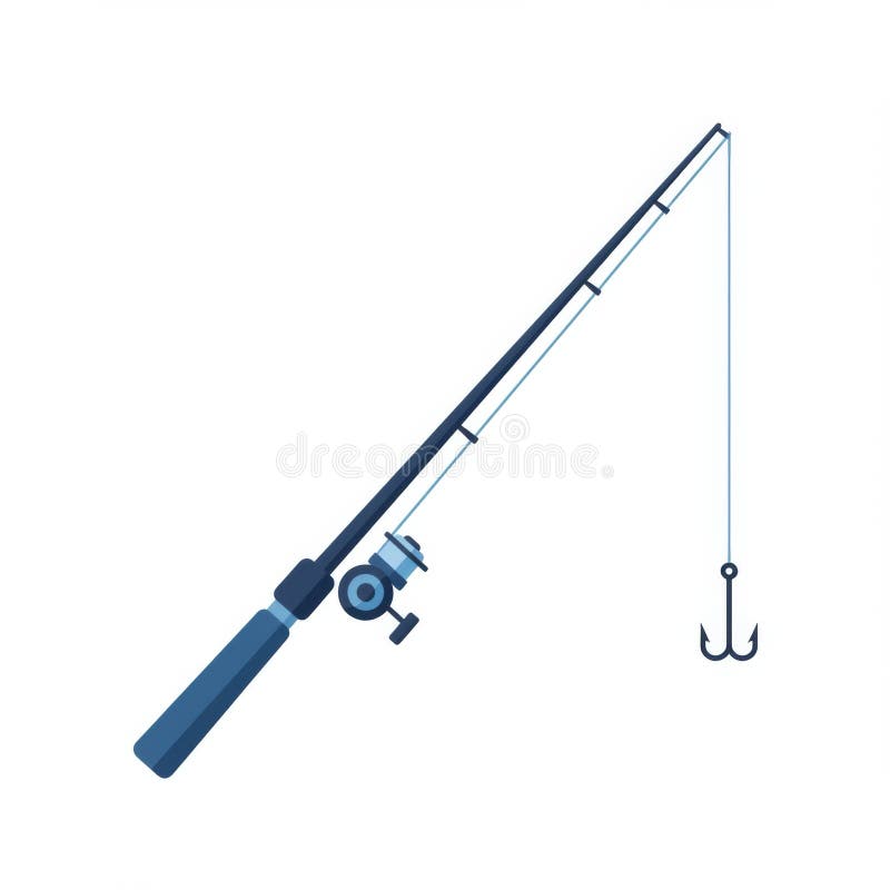 Blue Fishing Rod with Reel and Hook Illustration Stock Illustration ...