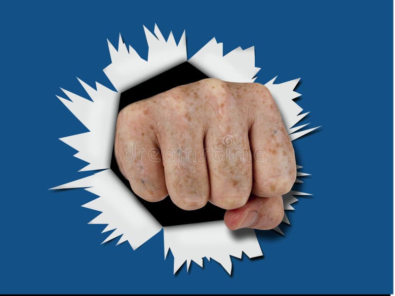 Blue Fist Punch through Splash Effect Stock Image - Image of break ...