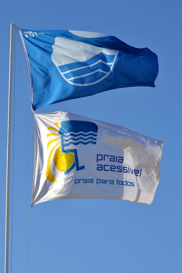 Blue Flag and Accessible Beach Flag Editorial Photo - Image of meets ...