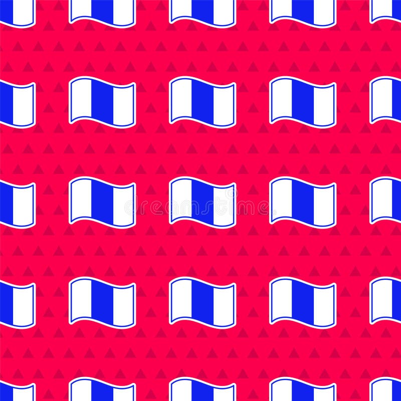 Blue Flag France Icon Isolated Seamless Pattern on Red Background ...