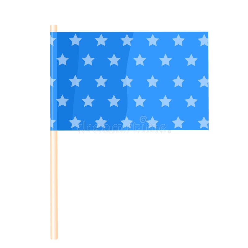 Blue Flag with Stars on a Wooden Flagpole. Vector Stock Vector ...