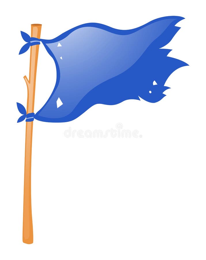 Blue flag on wooden stick stock vector. Illustration of isolated - 78803128