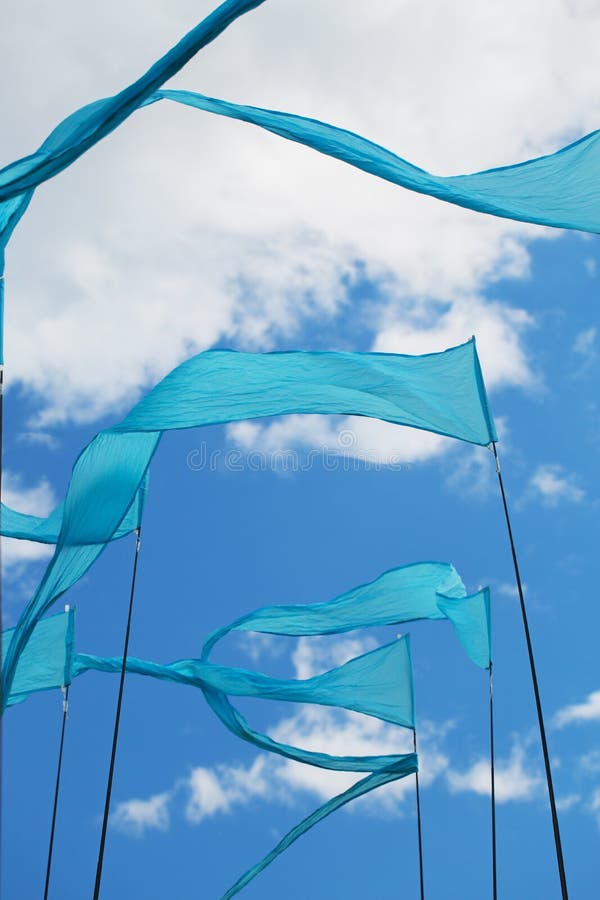 Blue flags stock photo. Image of green, flying, banners - 95987134