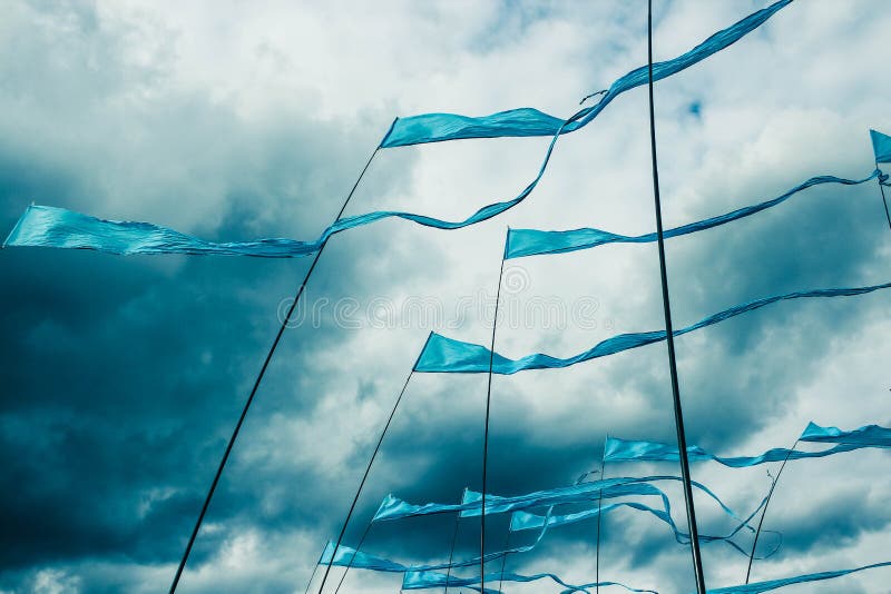Blue Flags, Decor at the Festival Stock Image - Image of festival, curl ...