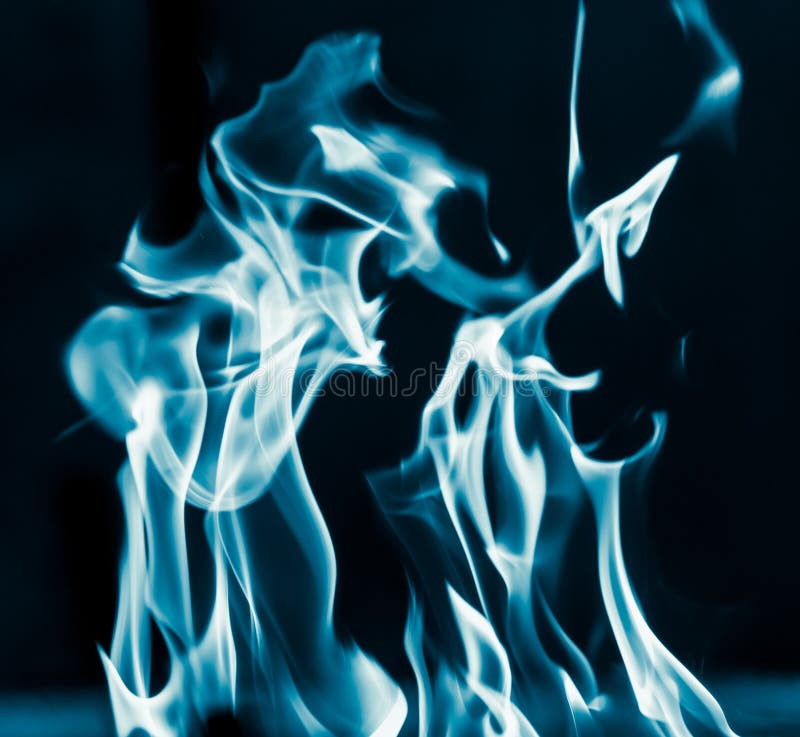 Blue Flame Fire with Reflection in Water Stock Photo - Image of glowing ...