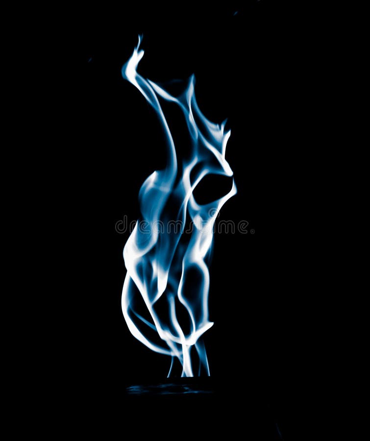 Blue Flame of Fire on a Black Background Stock Image - Image of burning ...
