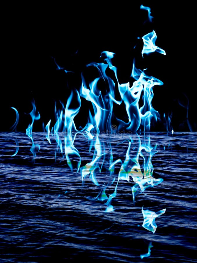 Blue Flame Fire On Black Background Stock Photo - Image of pattern ...