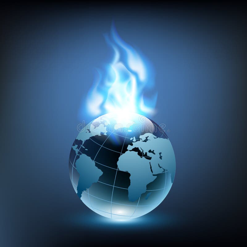 Blue Flame and Planet Earth Stock Vector - Illustration of background ...