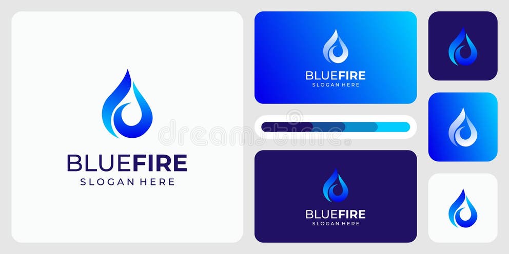 Blue Flame Silhouette Shape Vector Logo Design with Modern, Simple ...