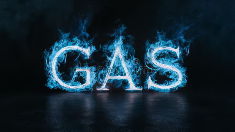 A Blue Flame is Spelled Out in the Word Gas, AI Stock Photo - Image of ...