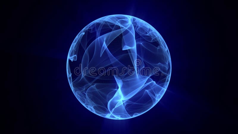 Blue Flame Sphere with Shiny Fire Tongues Fluttering on a Dark ...