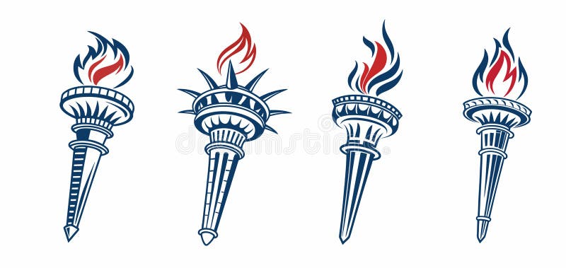Blue Flame Torches Set, Power Unity Pride Strength Stock Vector ...