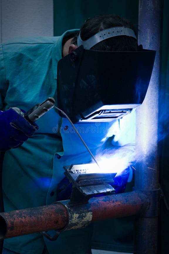 Blue Flame Welder stock image. Image of protection, hood - 6568549