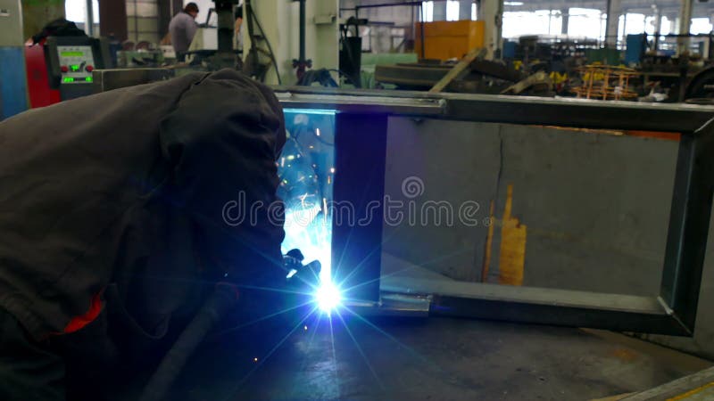 Blue Flame of the Welding Machine Stock Video - Video of production ...