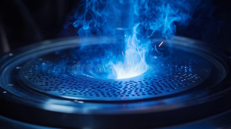 Blue Flame Welding Perforated Metal Surface Stock Illustration ...