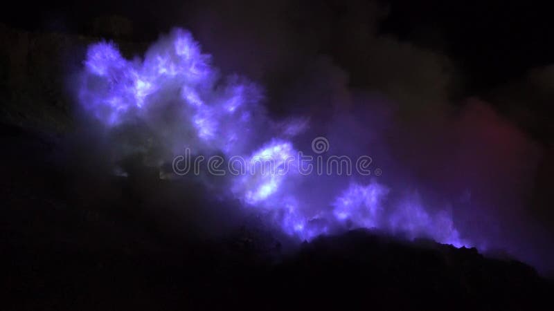 Blue Flames at Night, Ijen Volcano, Java, Indonesia Stock Video - Video ...