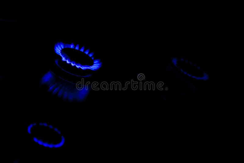 Blue Flames and Reflections, Blue. Methane Color Tungsten Stock Image ...