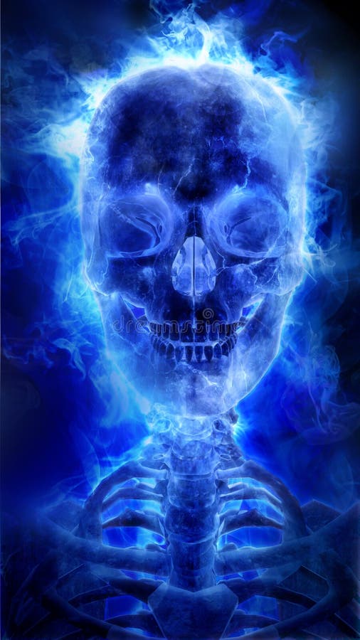 Blue Flame Skull Background
