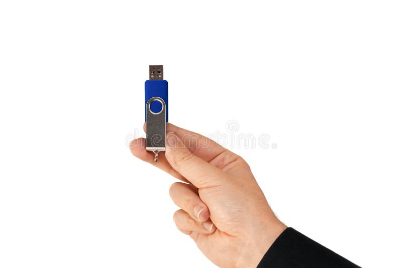Blue USB Flash Memory on a Orange Background. Card Reader Included ...