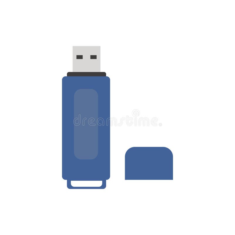 Blue Flash Drive (USB Memory) Icon Flat Illustration Stock Vector ...