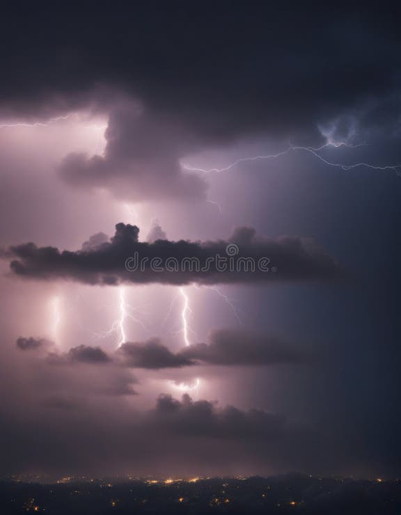 Blue Flash Storm Dramatic Striking Lightning Thunderstorm Thunder Cloud ...